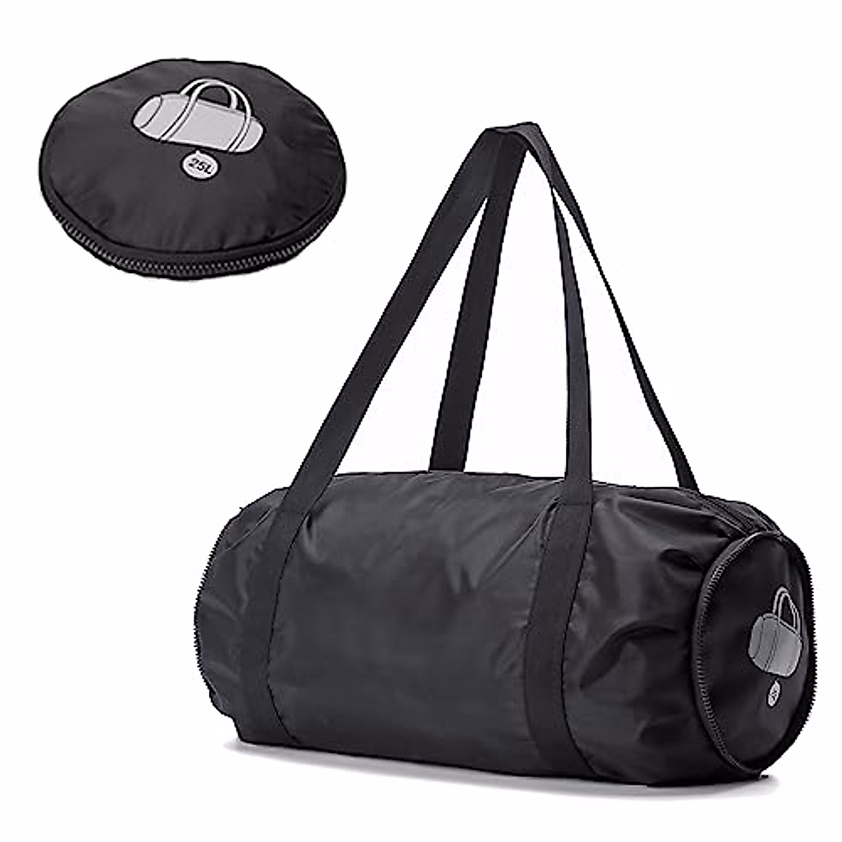 NKTDWO Small Sport Gym Bag for Adults, 25L Waterproof Duffle Bag with Wet and Dry Compartment Weekender Bag Foldable Gym Tote Bag for Workouts, Sports, Travel (Black)