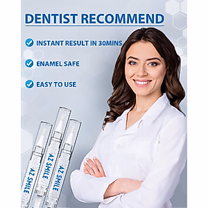 AZ Smile Teeth Whitening Pen (3 Pens), 30+ Treatments for teeth whitening No Sensitive Teeth Whitening Gel Travel-Friendly Teeth Whitener, Helps to Remove Stains from Soft Drink, Smoking, Coffee, Wine