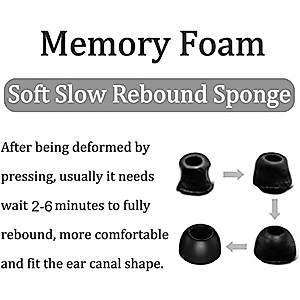Memory Foam Tips Compatible with Galaxy Buds Pro/Galaxy Buds 2 / Galaxy Buds Plus Replacement Ear Tips, Perfect Noise Cancellation, Fit in Case, 6 Pairs [3 Size] Foam Tips Black (Foam GBP6P)