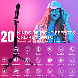 Leshiou RGB LED Video Light Live Streaming Video Portable Camera Lights with 0-360 Full Color CRI 95+ 2500-9000K 3100mAh Rechargeable LED DSLR Lighting for Photography, Vlogging, Video Conference