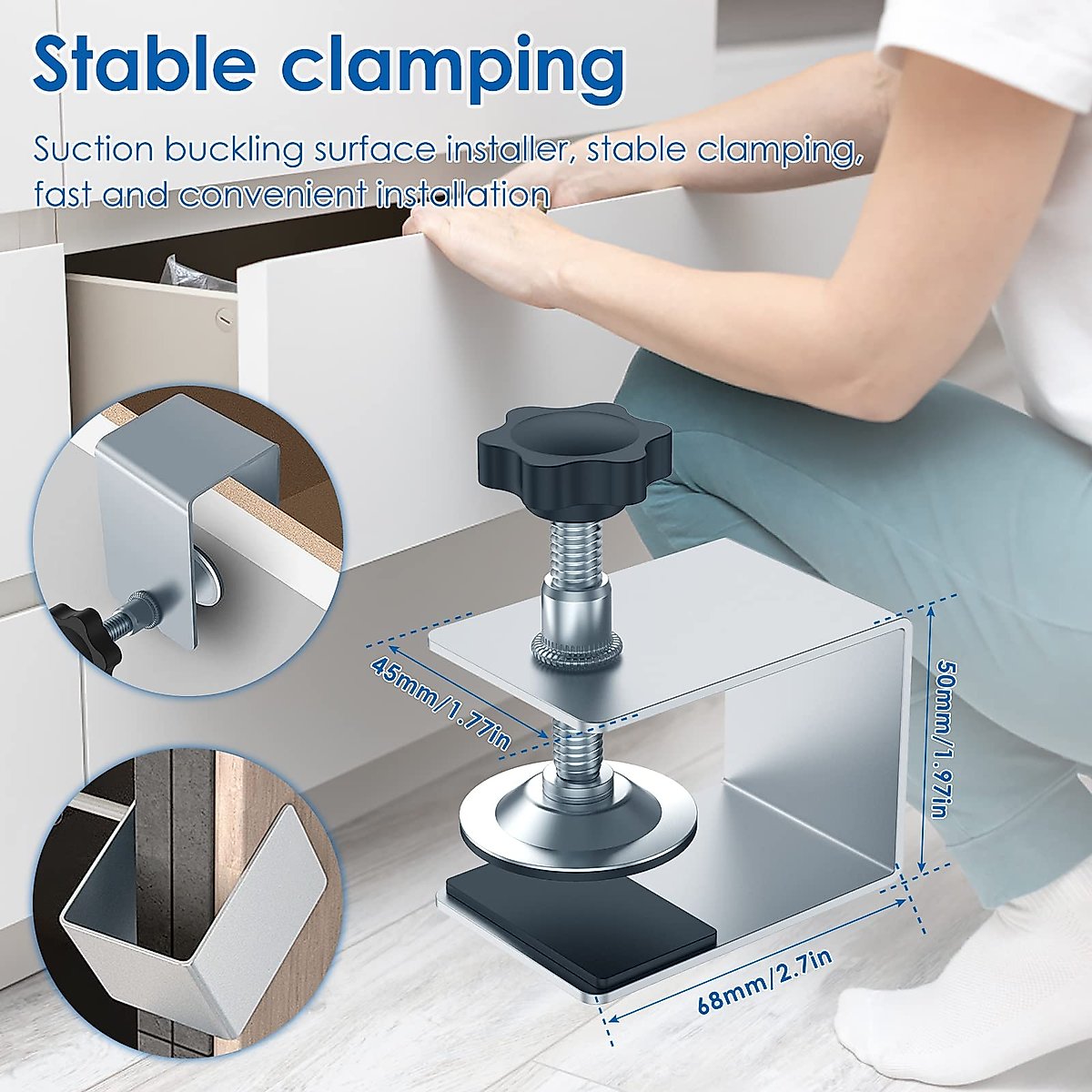 2 Pcs Drawer Front Installation Clamps,Drawer Fixing Clips,Adjustable Stable Furniture Woodworking Jig cabinet installation tools Front Drawer Woodworking Clamps Drawer Jig for Tables Desk Mount