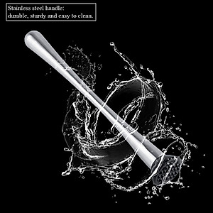 Long Stainless Steel Cocktail Muddler, 11inch Professional Drink Muddler Bar Cocktail Muddler Fruit Mixer DIY Drink Wine Barware Tool