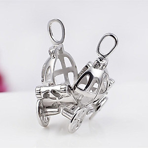 DAOCHONG 925 Sterling Silver Pumpkin Carriage Pendant Necklace,18"