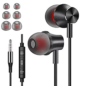 XINLIANG Wired Earbuds with Microphone & Volume Control, in-Ear Headphones with Magnetic, Bass Driven 3.5 mm Ear Buds Phones for iOS and Android Smartphones, Laptops, MP3