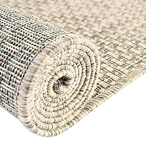 Unique Loom Collection Casual Transitional Solid Heathered Indoor/Outdoor Flatweave Area Rug, 4 ft x 6 ft, Light Gray/Ivory