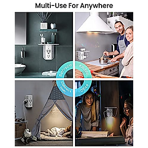 Wall Outlet Extender with Shelf and Night Light,Surge Protector,USB Wall Charger with 5 USB Outlets and 3 USB Ports 1 USB C Outlet Wide Space 3-Sided Power Strip Multi Plug Outlets…