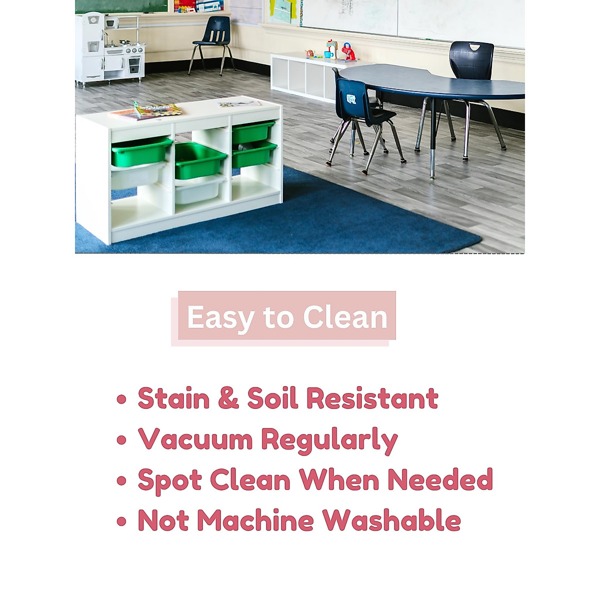 KOECKRITZ Soft and Colorful Kids Classroom Area Rugs (Passes Flammability Pill Test) Many Sizes and Bright Colors to Select from (5' x 7', Royal)