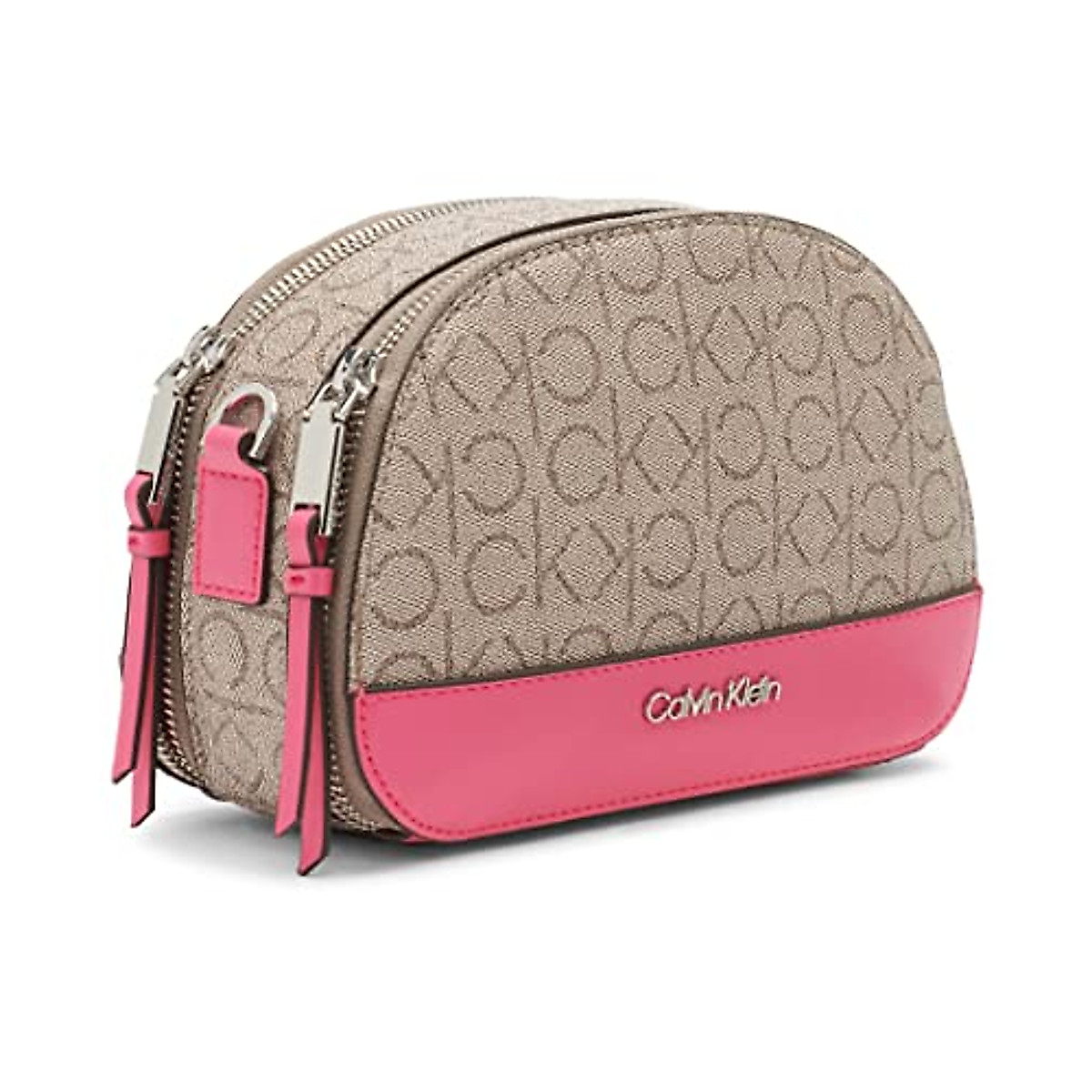Calvin Klein Ashley Zip Around Crossbody, Almond/Taupe/Pink Flambe