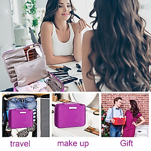 Queboom Travel Makeup Bag Cosmetic Bag Makeup Bag Toiletry bag for women and men (Deep purple)