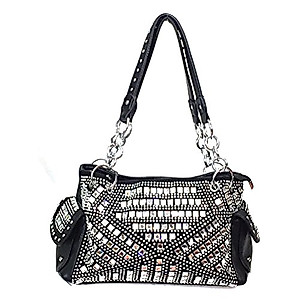 Zzfab Gem Studded Rhinestone Concealed and Carry Purse Black