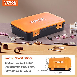 VEVOR Rotary Tool Accessory Kit, 357PCS Accessories Kit, 1/8" Diameter Shank, Universal Fitment Power Rotary Tool Accessories Set for Grinding, Carving, Sanding, Cutting, Drilling