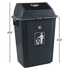 Hommp 4-Pack Rectangular Waste Container with Swing Lid, 15 Gallon Commercial Trash Can, Gray