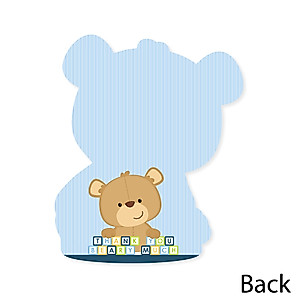 Big Dot of Happiness Baby Boy Teddy Bear - Shaped Thank You Cards - Baby Shower Thank You Note Cards with Envelopes - Set of 12