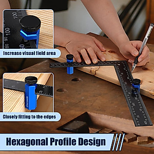 Cocowin Tall Stair Gauges for Framing Square with Holder and Carabiner Stair guages Knobs Tool for Circular Saw Metal Stair Stringer Layout Tool for Carpentry Squares Stair and Rafter Gauge Clamps