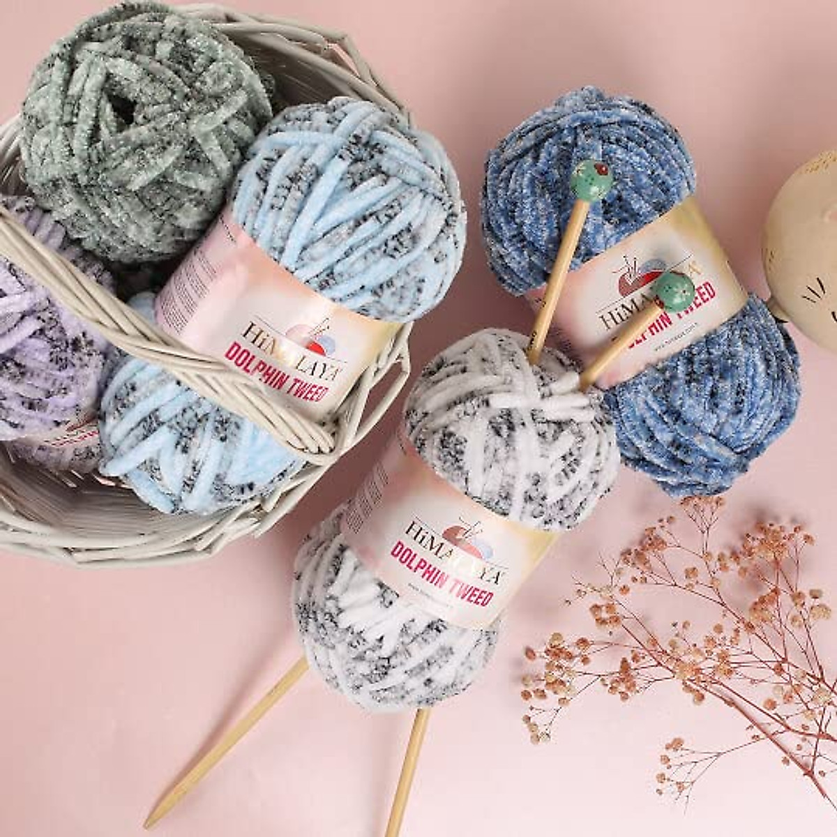 4 Pack/Skein Himalaya Dolphin Tweed, Each Skein 100 Gr/3,5 oz, 88 yards/80m., Super Bulky Yarn, Blanket Yarn, Velvet Yarn, Knitting Yarn, Amigurumi Yarn, Baby Yarn (92012)