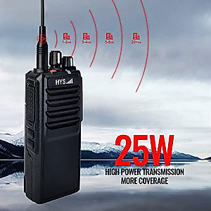 HYS 25Watt Super Long Range Handheld 16Channel 400-480Mhz UHF 4000mAh Battery Walkie-Talkie Two-Way Radio (2Pack of TC-H25W Black)