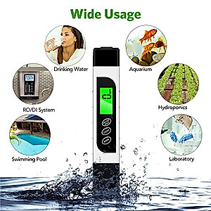 Hofun TDS Meter, 3 in 1 TDS, EC & Temperature Meter, Accurate & Reliable PPM Meter, Digital Water Testing kits for Drinking Water Quality, Tap, Well, Swimming Pool, Aquarium, RO/DI System, Hydroponics