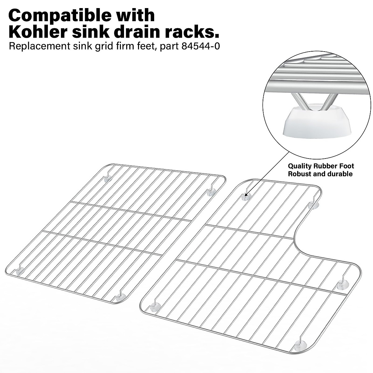 24P Sink Rack Rubber Feet for Kohler 84544-0 Kitchen Sink Rack, Replacement Sink Grid Stabilizer Feet - White