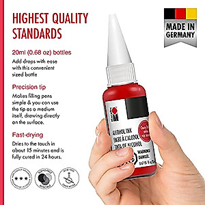 Marabu Alcohol Ink for Epoxy Resin - 42 Color Alcohol Ink Set - Fast Drying and Permanent Alcohol Inks - Vibrant and Metallic Alcohol Ink for Resin Art, Alcohol Ink Paper, and Tumblers