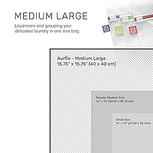 AURFLO Mesh Laundry Bag-Set of 3 Medium Heavy Duty Net with Zipper Lock, Color Coding and Hanging Loop-Safe Wash and Organizer for Travel, Lingerie, Gloves, Socks, Yoga Pants, Bra, Jeans, Sweater