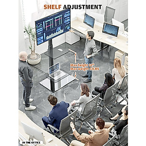 Universal Floor TV Stand with Mount for 19 to 43 inch Flat Screen TV, 100 Degree Swivel,Adjustable Height and Tilt Function, 3 Shelves Space Saving Standing TV Mount for Bedroom Living Room Corner