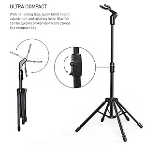 STARFISH: World’s Most Stable Professional GUITAR STAND, D&A Guitar Gear – 5 Leg design for acoustic bass electric guitar portable universal adjustable holder with non-slip rubber padding