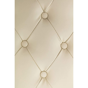 Wovenbyrd Classic 24-Inch Wide Rectangular Tufted Storage Ottoman Footstool with Hinged Lid, Cream Faux Leather