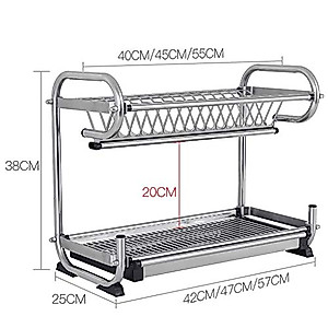 SDGH Dish Rack Stainless Steel Dish Rack Dish Rack Drain Rack Kitchen Storage Rack Tableware Rack Kitchen Rack Wall (Size : 47CM)