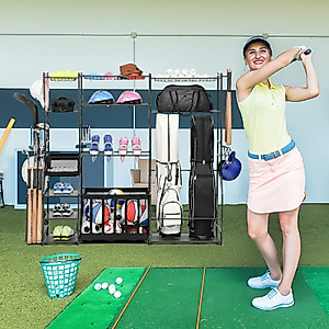 6.3FT Golf Bag Storage Garage Organizer,2 Golf Bag Storage Racks and Other Sports Equipment Organizer, Extra Large Storage Rack for Garage,Holds Golf Clubs,Balls and Miscellaneous Items