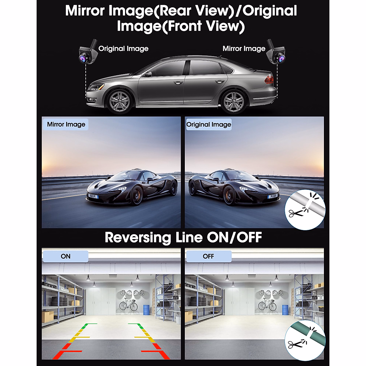 【360°Rotatable】 AHD 1080P Backup Camera for Car Truck Back Up Camera for Cars RV Front Rear View Reverse Camera Super Night Vision IP69K Waterproof Parking Assist Universal 170° Wide Angle12V-24V