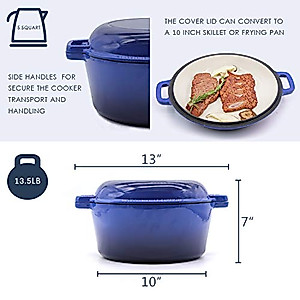 Enameled Cast Iron Dutch Oven for Bread Baking, 5.5 QT Dutch Oven Pot with lid, Induction Compatible, Marseille