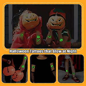 Partywind 204 Styles Glow Halloween Candy Temporary Tattoos for Kids, Luminous Sugar Tattoo Stickers for Party Decorations Supplies, Non-Candy Halloween Treats for Kids Trick or Treat Party
