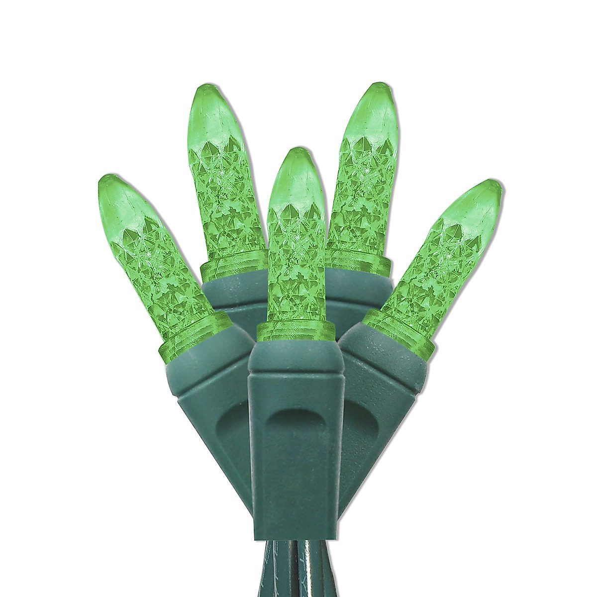 1001 LightSupply 50 Count M5 Faceted Christmas Mini Light Set Indoor/Outdoor Use String Lights for Garden Christmas Tree Patio Lawn Party Home 120V UL Certified Green Wire 17 Feet (Green)