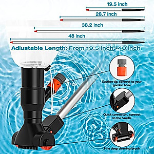 CKE 2022 Upgraded Portable Pool Vacuum Jet Underwater Cleaner W/Brush Bag, 5 Section 48" Pole Handheld Portable Pool Vacuum Swimming Pool Mini Jet Vacuum Pool Cleaner Spa Jet Vac for Above Ground Pool