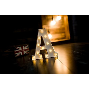 Foaky LED Letter Lights Sign Light Up Letters Sign for Night Light Wedding/Birthday Party Battery Powered Christmas Lamp Home Bar Decoration(A)