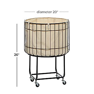 Deco 79 Metal Round Storage Cart with Wheels, 19" x 19" x 26", Black