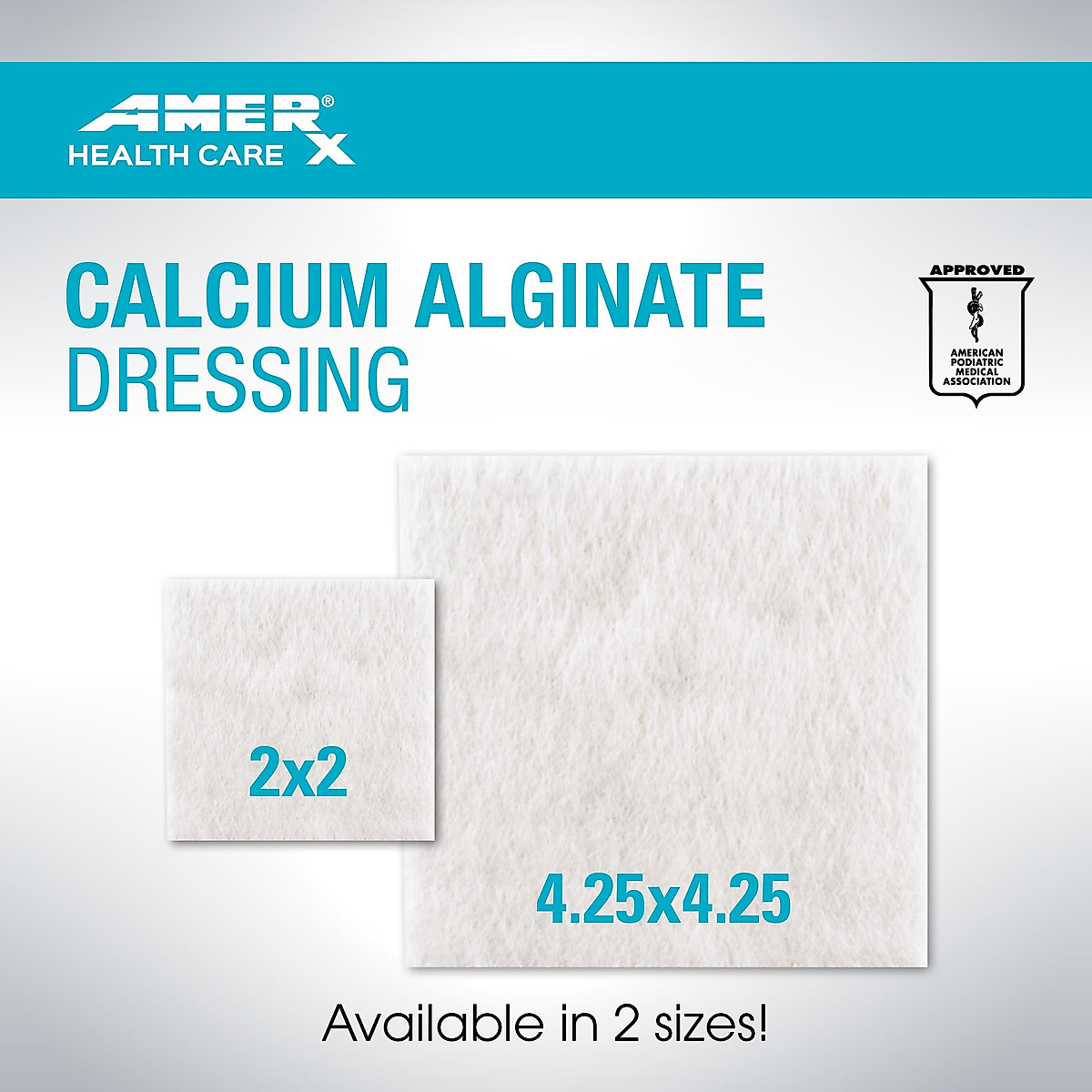AMERX - Calcium Alginate - Wound Dressing Pads - Non Adhesive Pads - Absorbs up to 20x its Weight in Fluid for Pressure and Diabetic Ulcers