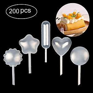 BEARHORN 200pcs 4ml Disposable Plastic Liquid Dropper Pasteur Pipettes Plastic Squeeze Transfer Pipettes, Suitable for Chocolate, Cupcakes, Strawberries