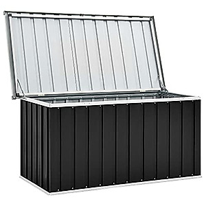 Galvanized Steel Garden Storage Container Deck Box,Garden Storage Box,Waterproof,Sturdy Structure,With lid, for Storing Cushion,Pillow,Blanket,Toys,Garden Tools,(Anthracite) 50.8"x26.4"x25.6"