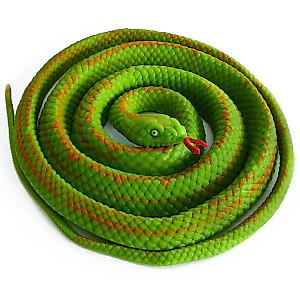 BOHS Elastic Rubber Green Snake- Stretch & Swing - Easy Camouflage - Prank Toy Scary Fake Lifelike Animal Model - 130 CM / 4.2 Feet