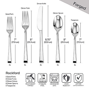Mikasa Rockford Heavy-Weight Forged 18.0 Stainless Steel 42 Piece Cutlery Set, Service for 8