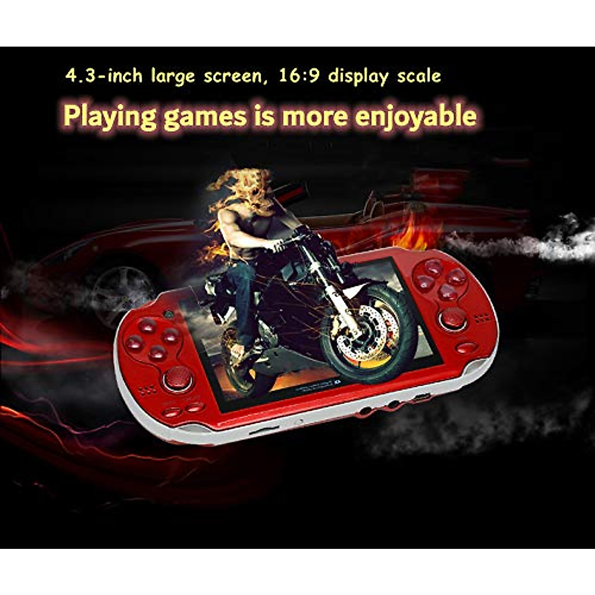 Handheld Portable Game Console，ANXTO Mini Retro Player Built-in Classic Games 4.3 Inch 8G Built-in Free 10000 Games+LCD Screen MP4 Function,Present for Kids and Adult red