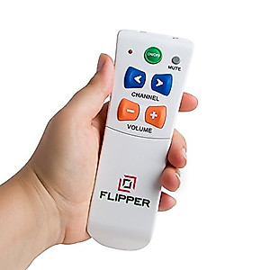 Flipper Big Button Universal TV Remote - Seniors, Elderly - Simple, Works TV & Cable - Favorite Channels - Learning - Supports IR Devices