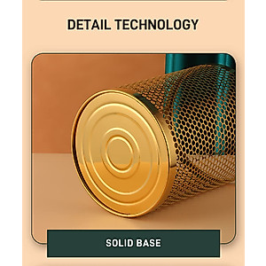 QOBIMOON Mesh Wastebasket Round Mesh Stainless Steel Wastebasket Trash Can Recycling Bin for Home, Office, Bathroom, Bedroom & Kitchen, 3.5 Gallon / 12L, 11" H x 10" D Garbage Can-Rose Gold