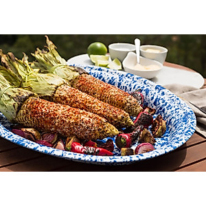 Crow Canyon Home Enamelware Oval Platter, 18 inch, Red/White Splatter