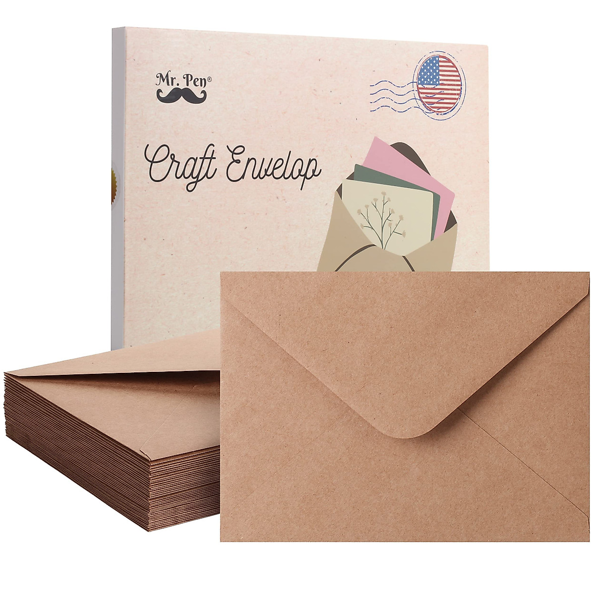 Mr. Pen- Kraft Envelopes, 39 Pack, 5 x 7 Inch, A7 Envelopes, Brown Envelopes, Card Envelopes, Kraft Paper Envelopes, Invitation Envelopes, Postcard Envelopes