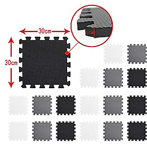 MSHEN–18PCS Foam Play Mat Tiles|Interlocking Floor Mats for Children|Multicoloured Foam Floor Tiles| Children Jigsaw Tiles playmat .Size 1.62 Sqm Baby Play mat. white-black-grey-MS-ADLg18