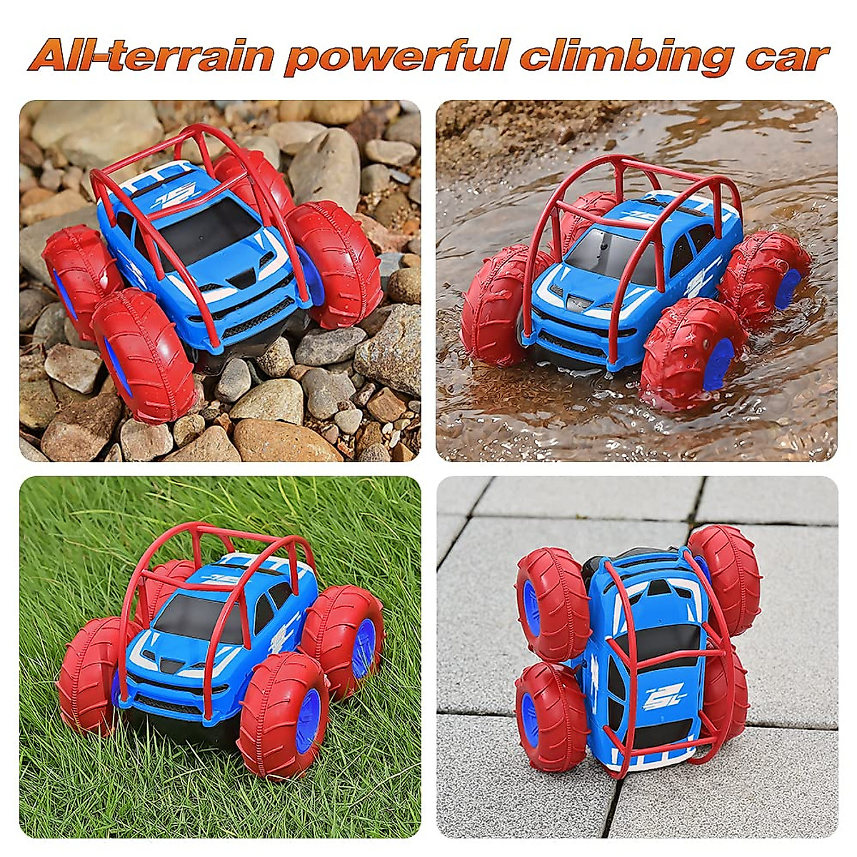 MaxTronic Remote Control Car, RC Cars Amphibious Land & Water Toy Off-Road RC Boat, 360°Flip Rotation Stunt Car with Sidelights for Toddlers 3 4 5 6 7 8 9 10 11 12 Years Kids Boys Girls