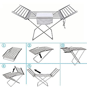 20 Bars Winged Electric Heated Clothes Airer - Energy-Efficient Indoor Horse Rack - Indoor Laundry Clothes Drying Rack - for Indoor Outdoor Home Laundry Room Apartment, Foldable