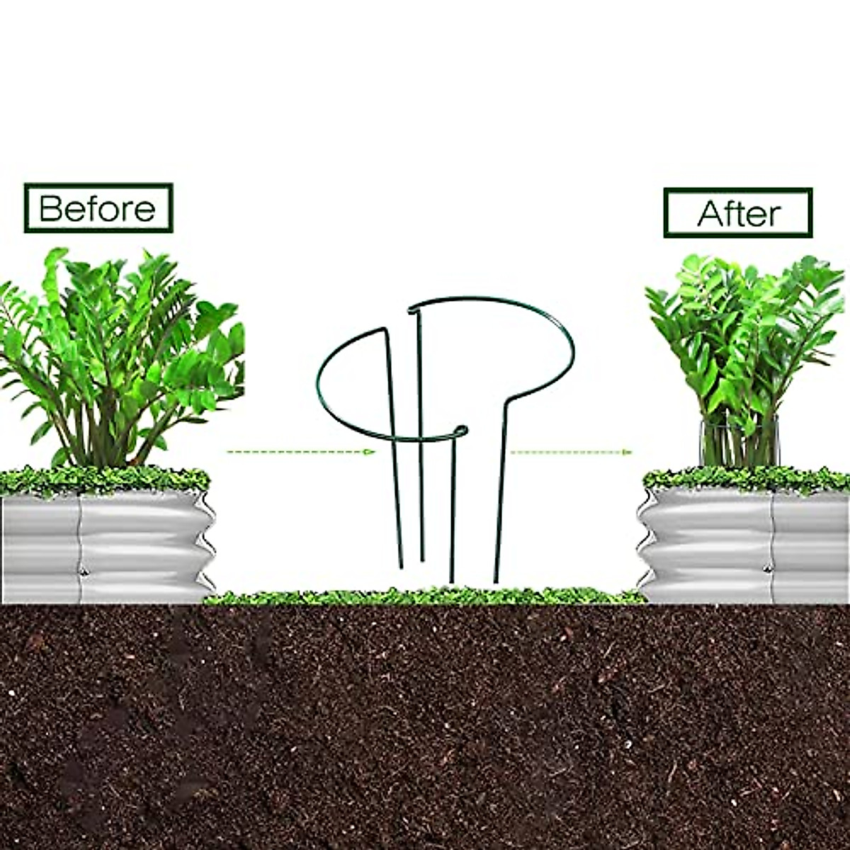 AONNTOO Galvanized Raised Garden Bed, Planters for Outdoor Plants, Oval Planters Tank with Metal Plant Support for Vegetables Flowers Fruits Herbs